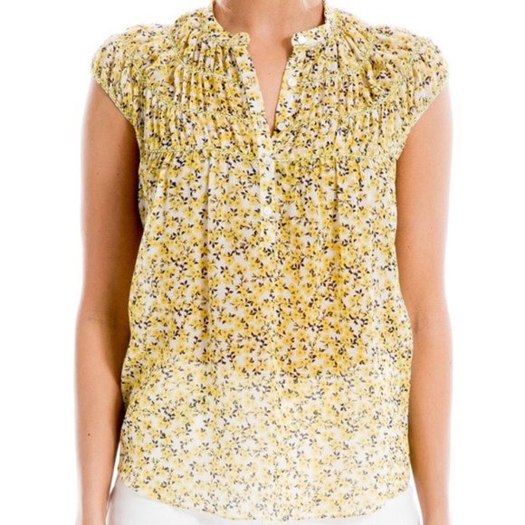 Max Studio | Tops | Max Studio Yellow Smocked Ditsy Print Top | Poshmark